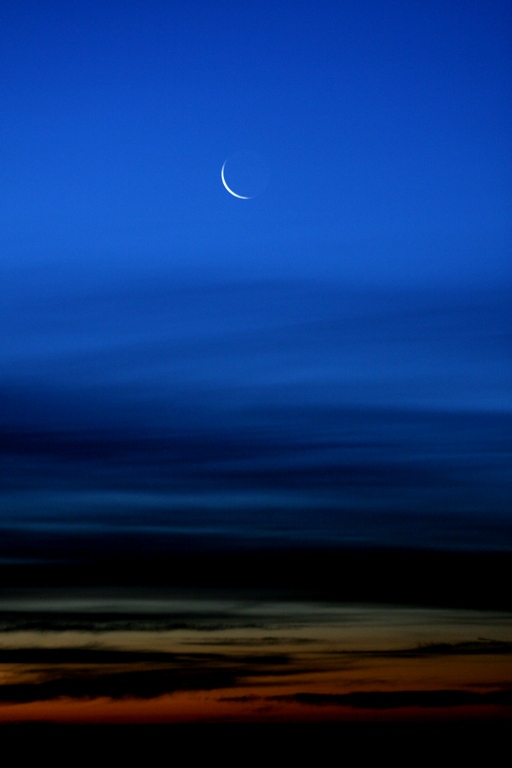 Crescent moon & sunrise